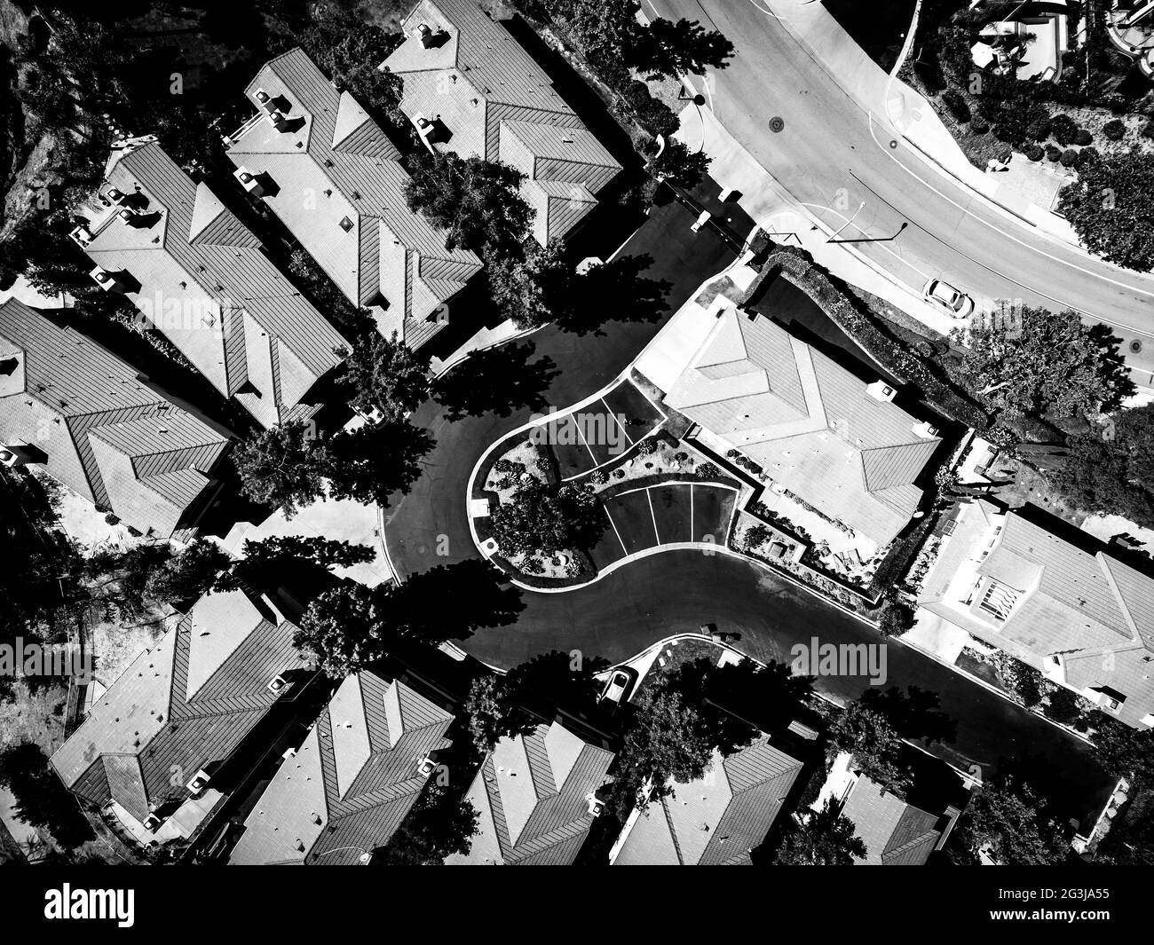 Top view houses in Black and White Stock Photos & Images - Alamy