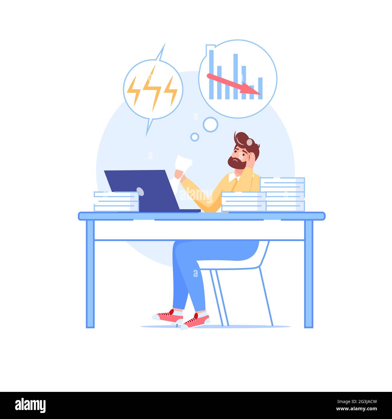 Flat cartoon office employee characters,work stress deadline vector ...