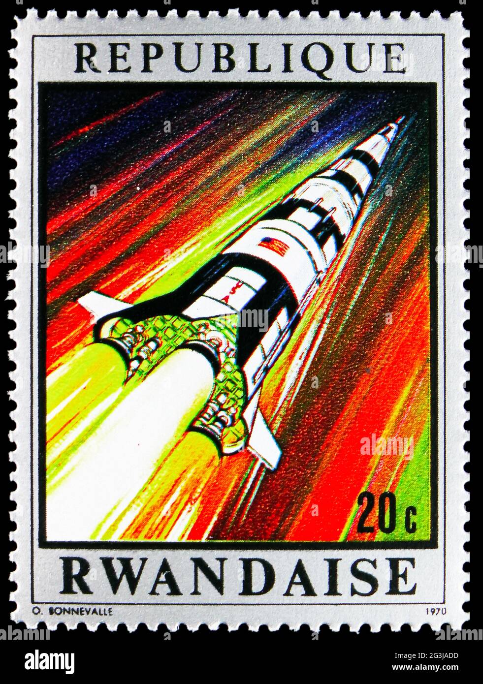 MOSCOW, RUSSIA - APRIL 17, 2021: Postage stamp printed in Rwanda shows ...