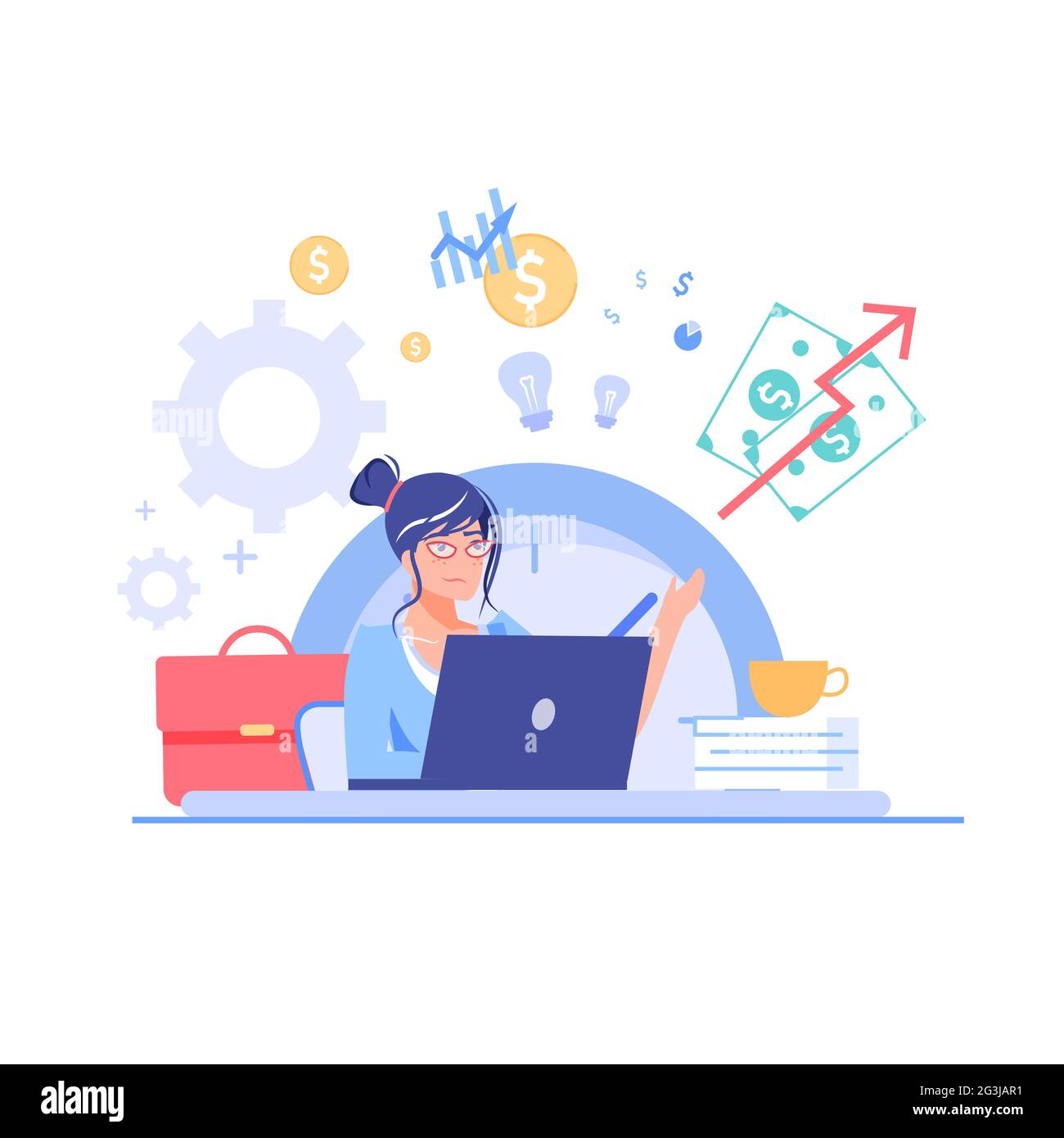 Flat cartoon office character successful employee,vector illustration ...