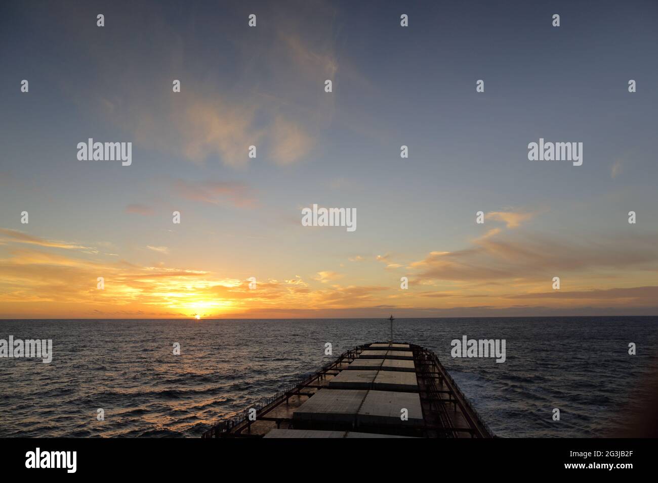 Daily views from cargo ship (Panamax bulk Carrier) sailing across the ...