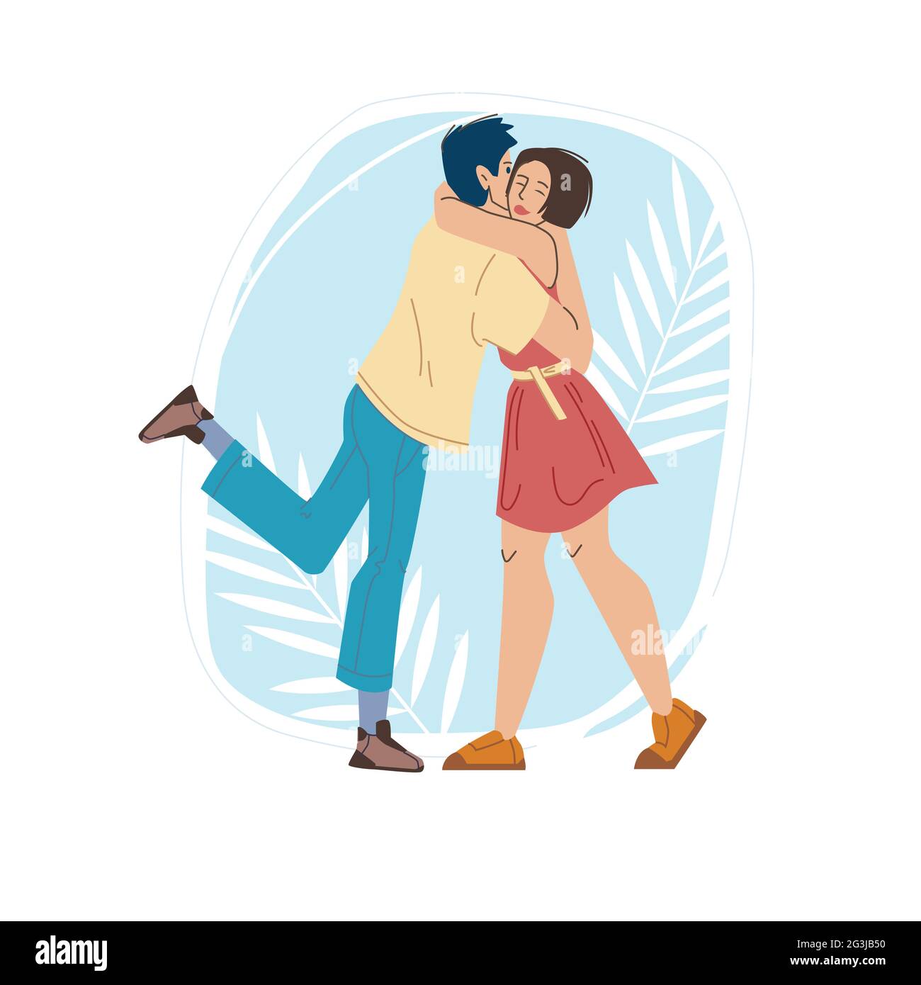 Flat cartoon characters friends couple vector illustration concept ...