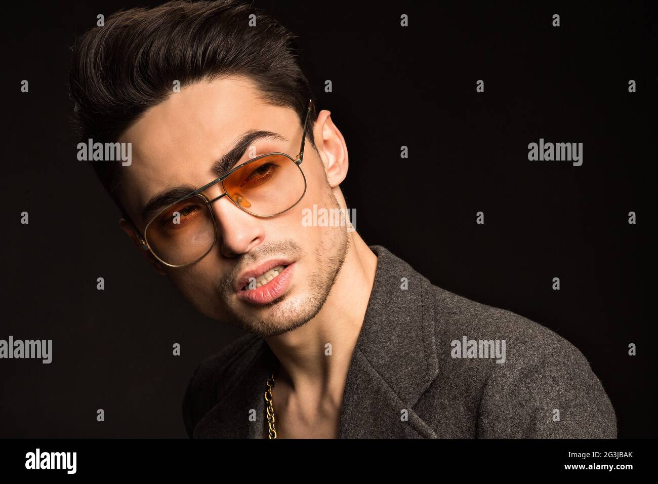 Model man in glasses Stock Photo - Alamy
