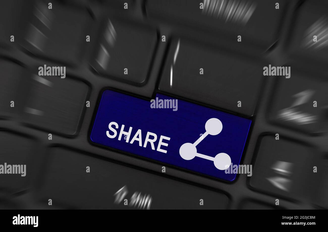 Blue share button Stock Photo - Alamy