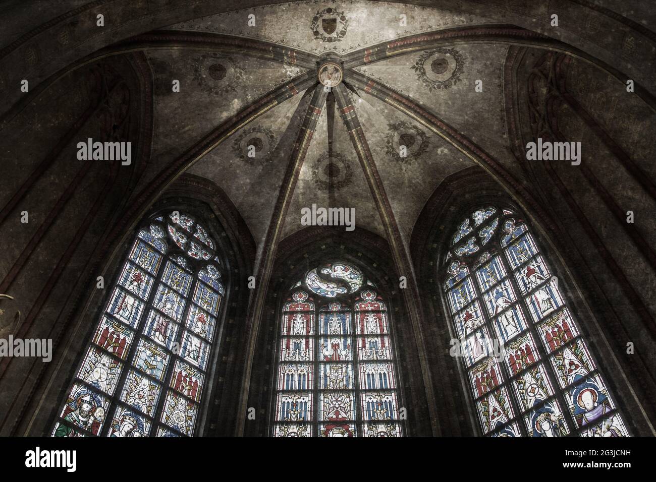 Inside of a creepy old church Stock Photo - Alamy