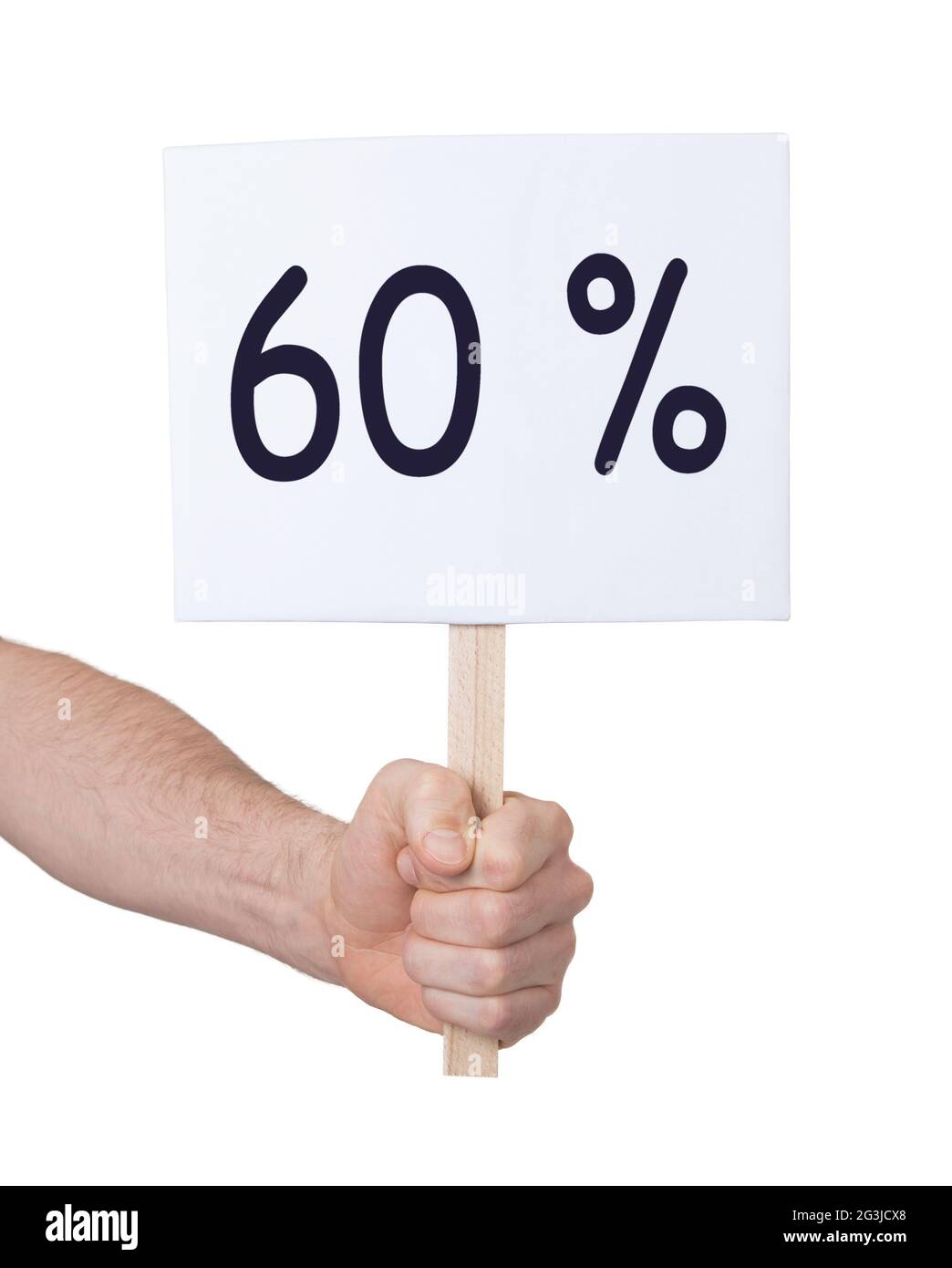 Sale - Hand holding sigh that says 60 Stock Photo - Alamy