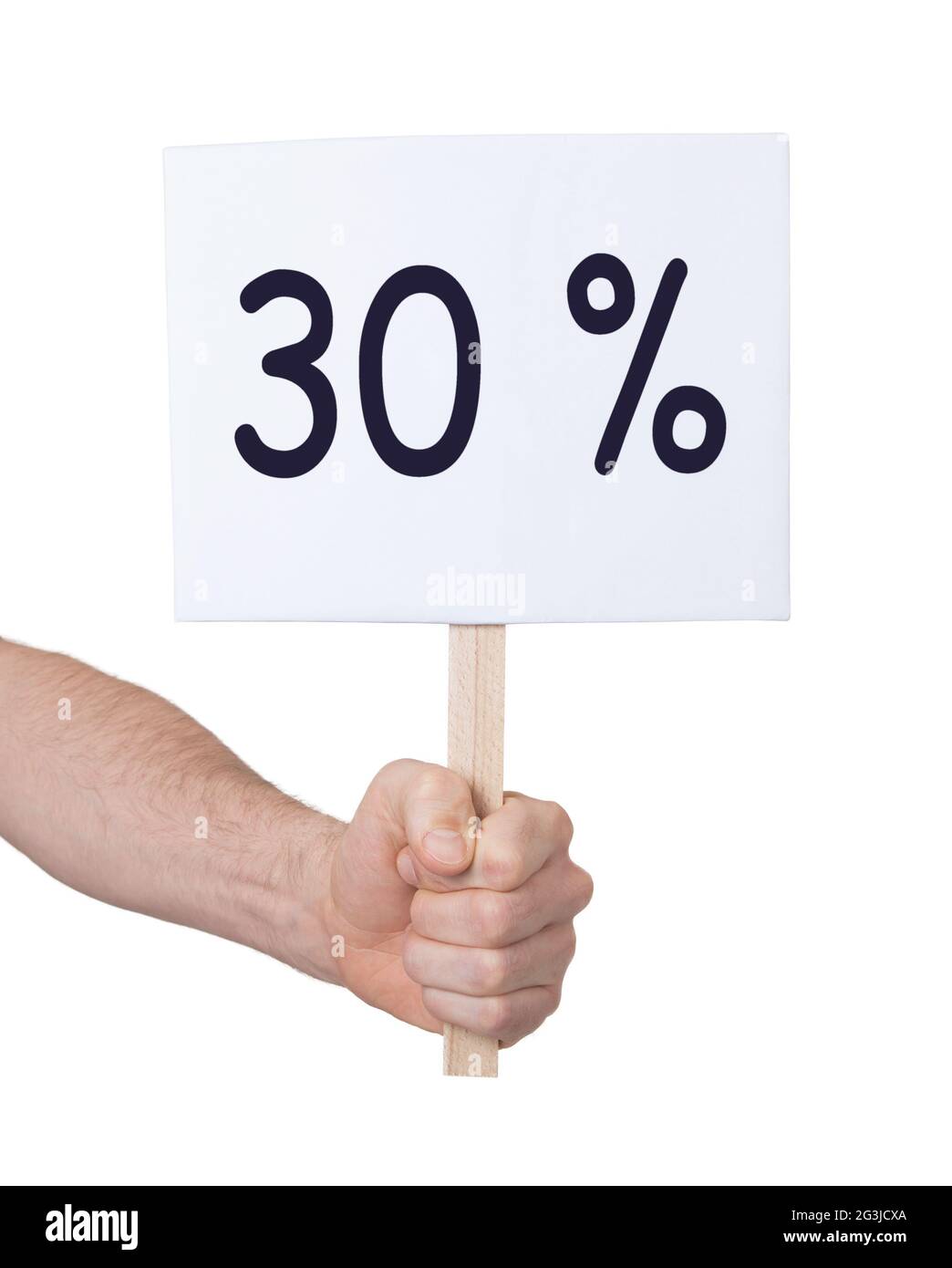 Sale - Hand holding sigh that says 30 Stock Photo - Alamy