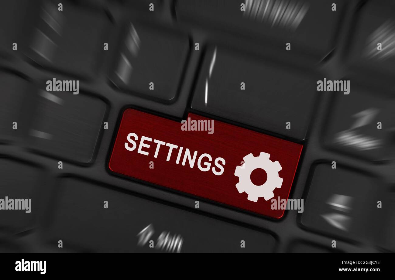Red button Settings Stock Photo - Alamy