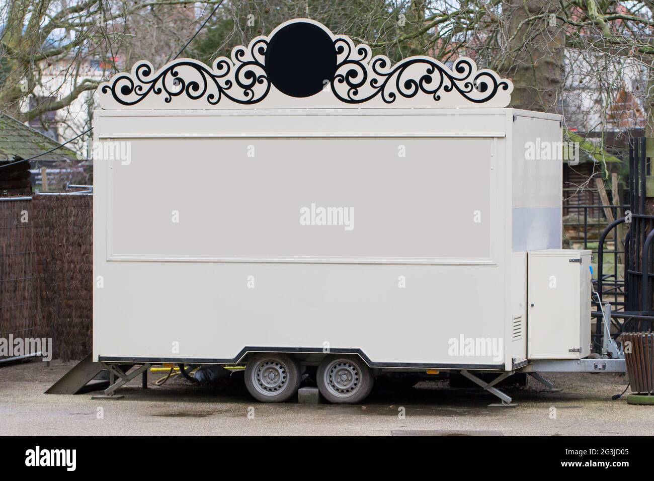 White trailer, shop on wheels Stock Photo - Alamy