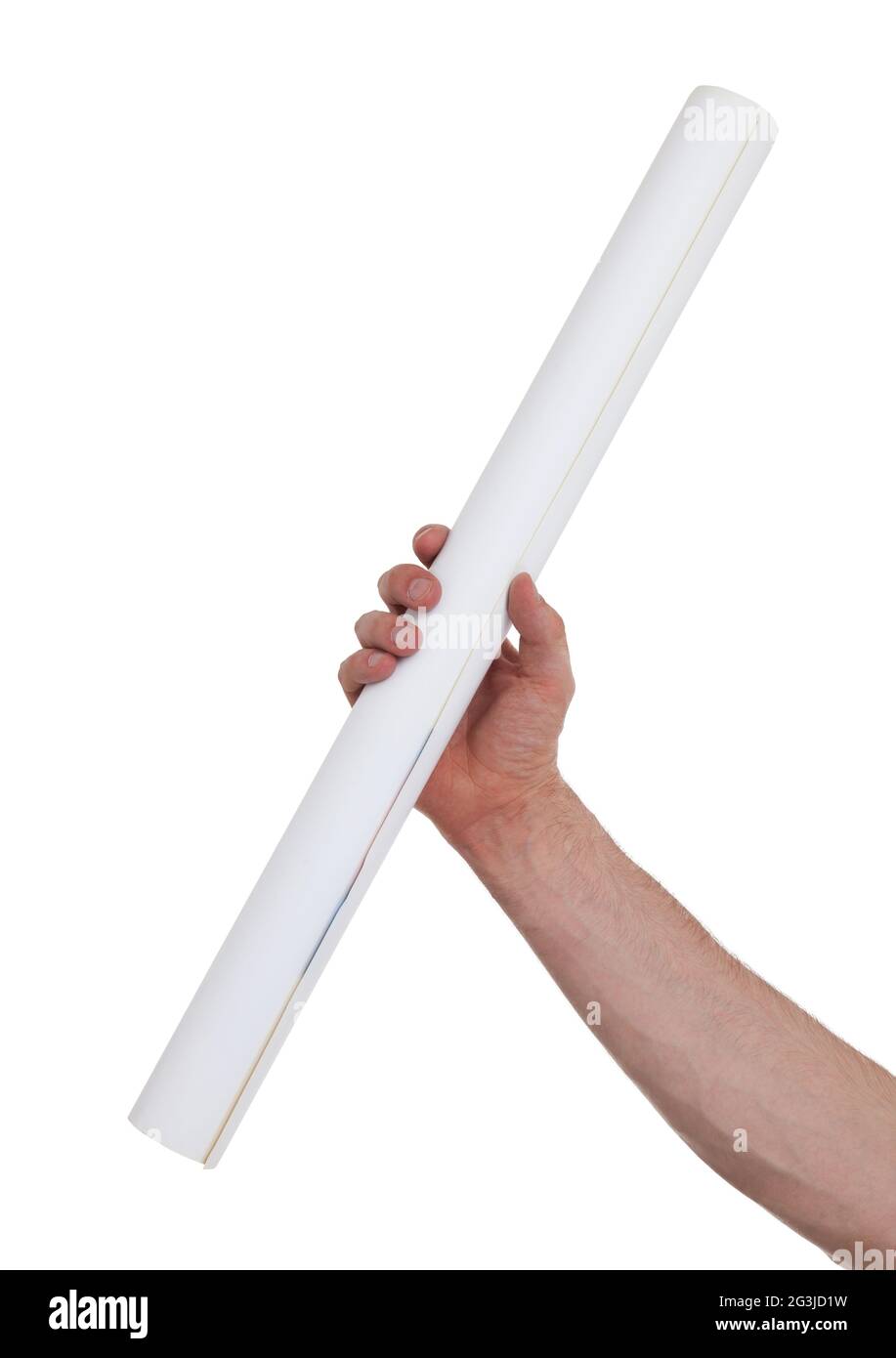 Hand holding paper roll Stock Photo - Alamy