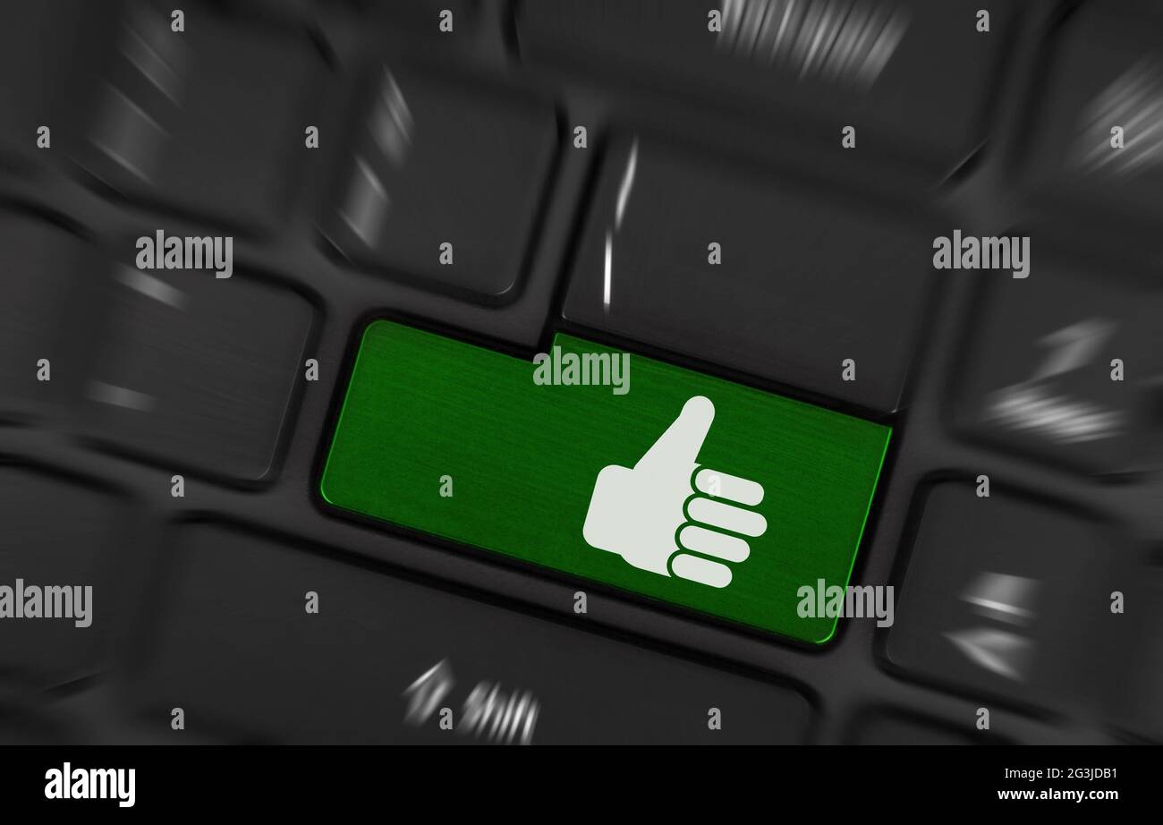 Yes (green key with thumb up Stock Photo - Alamy