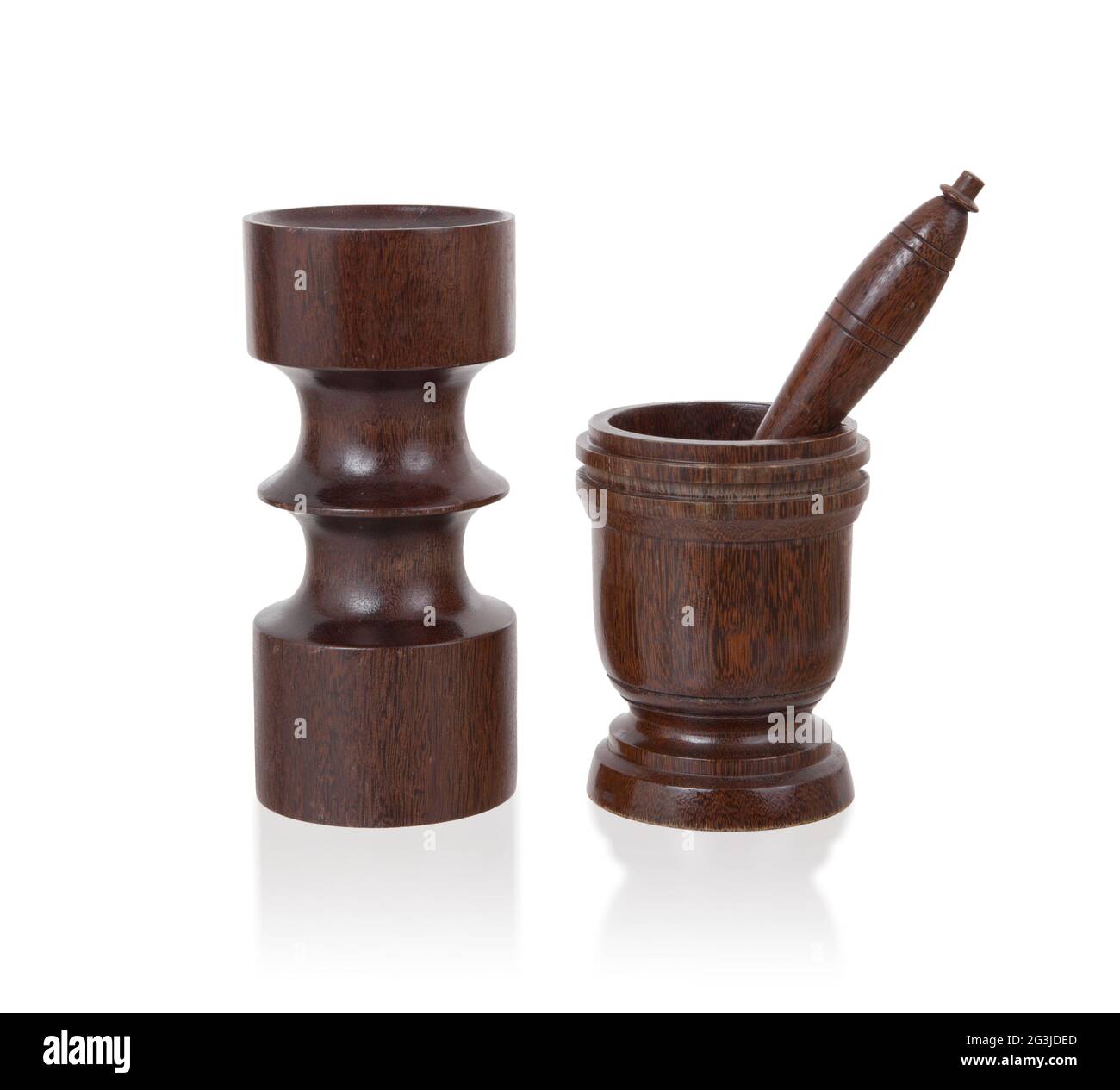 Handmade wooden mortar and candle holder isolated Stock Photo - Alamy