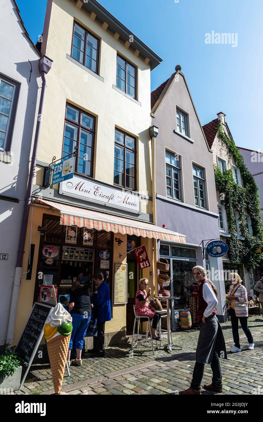 Bremen, Germany - August 19, 2019: Schnoor or Schnoorviertel, medieval ...