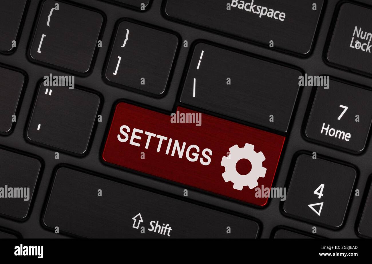 Red button Settings Stock Photo - Alamy