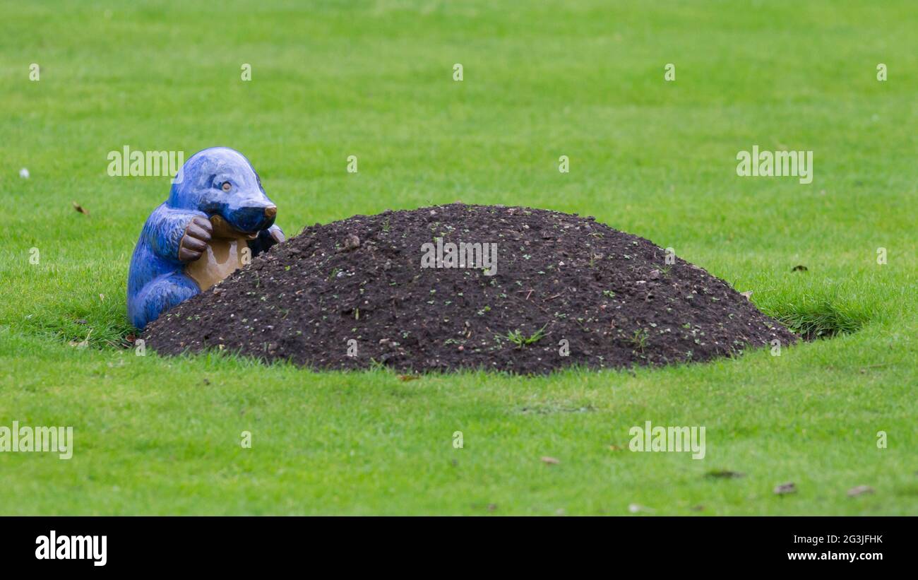 Blue mole statue Stock Photo - Alamy