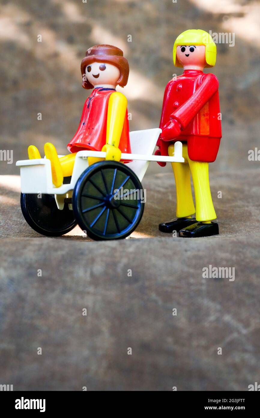 Disabled person and helper, illustration for health issue, France Stock ...