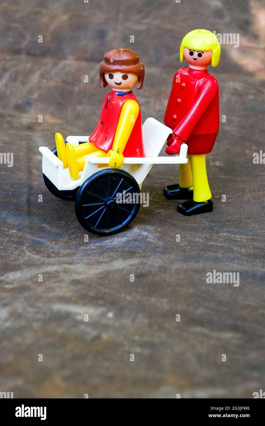 Disabled person and helper, illustration for health issue, France Stock ...