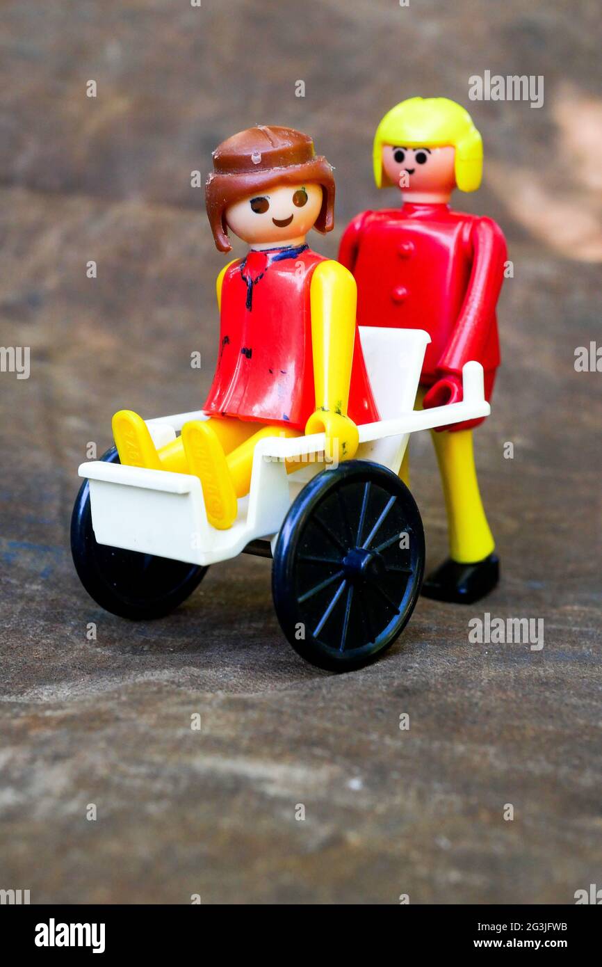 Disabled person and helper, illustration for health issue, France Stock ...