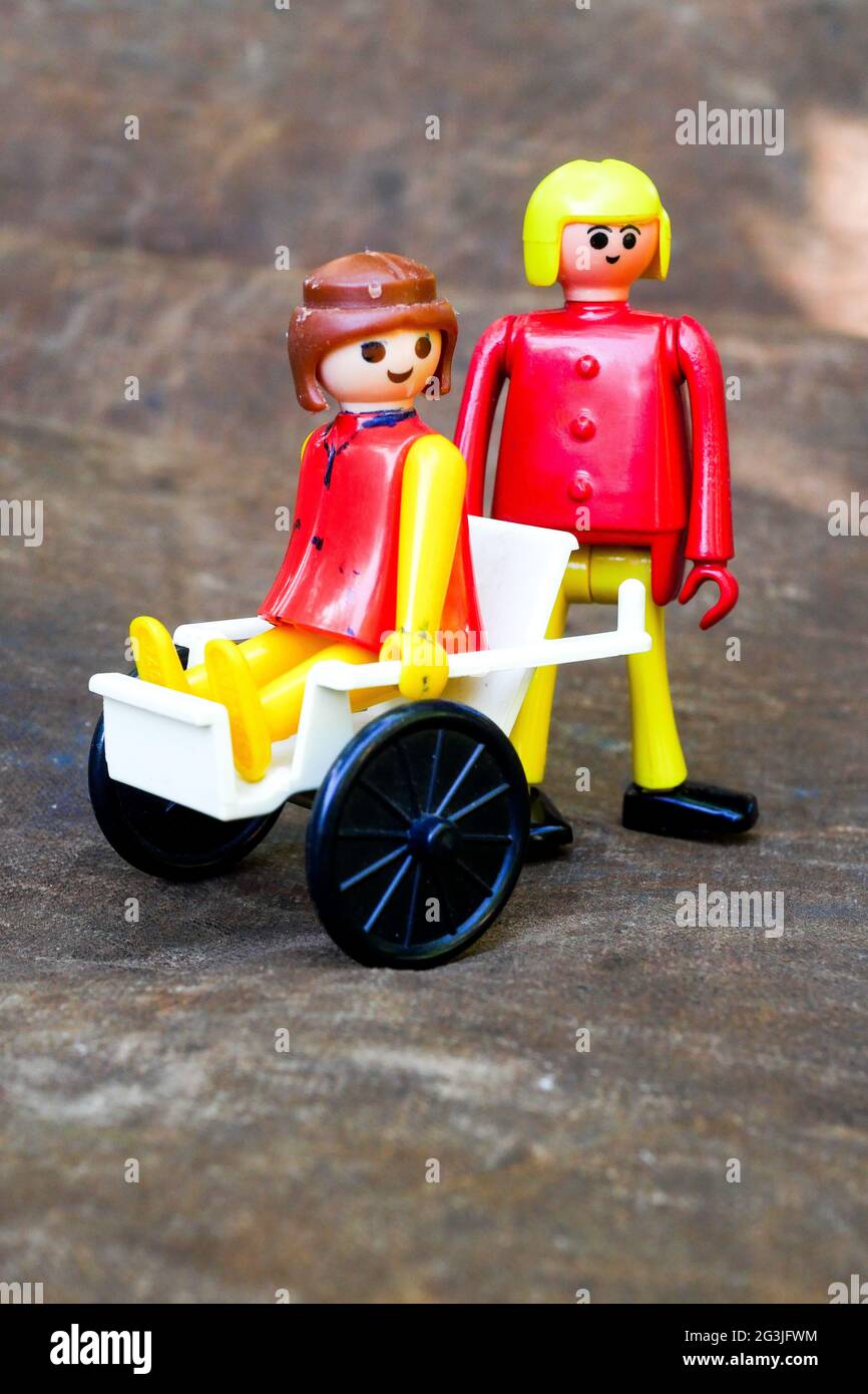 Disabled person and helper, illustration for health issue, France Stock ...