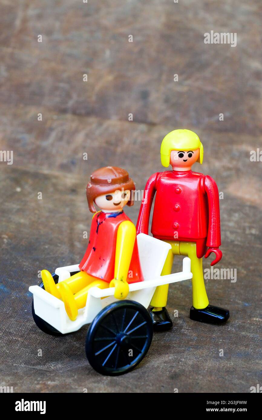 Disabled person and helper, illustration for health issue, France Stock ...