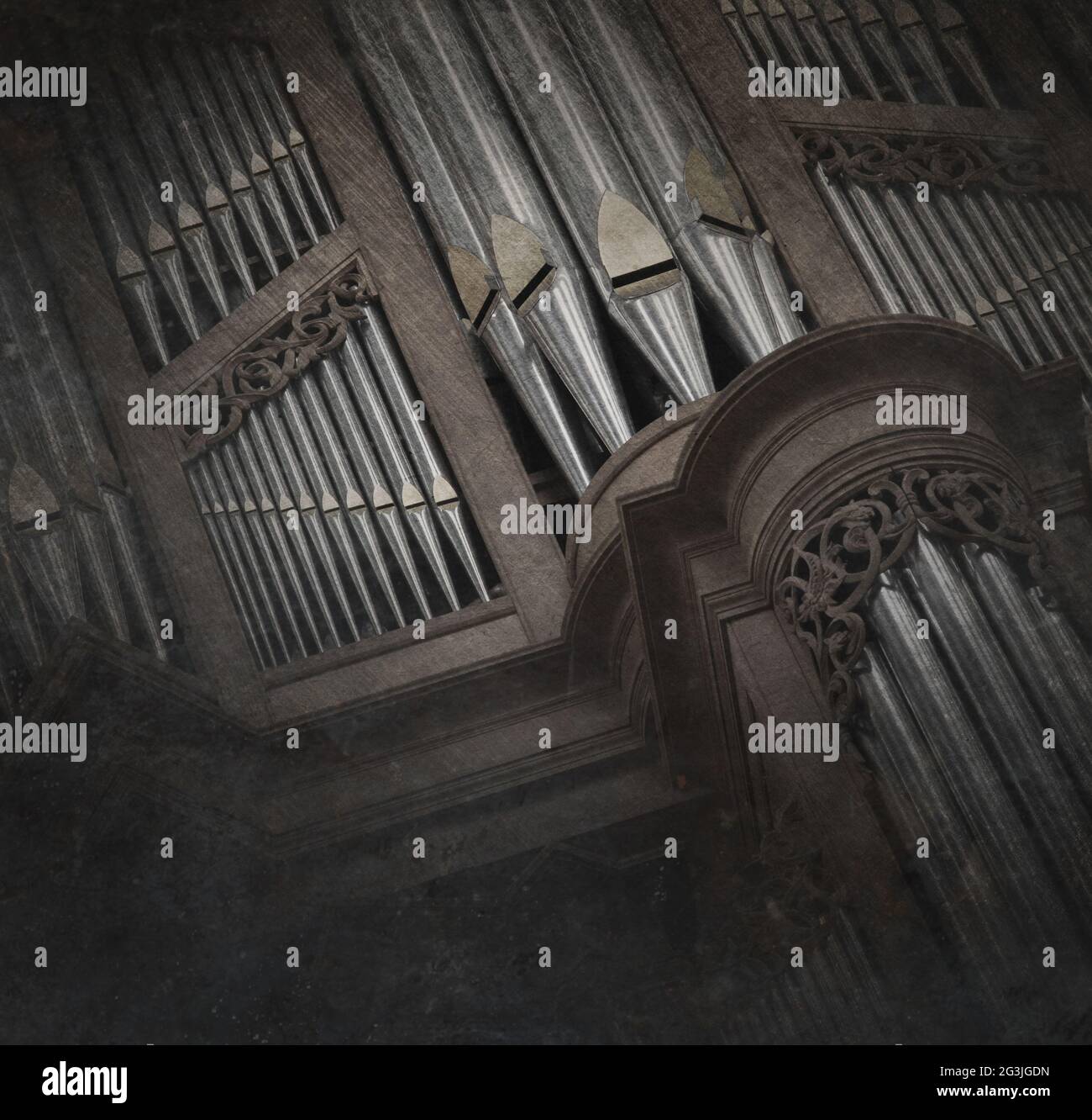 Creepy image of an old pipe organ Stock Photo - Alamy