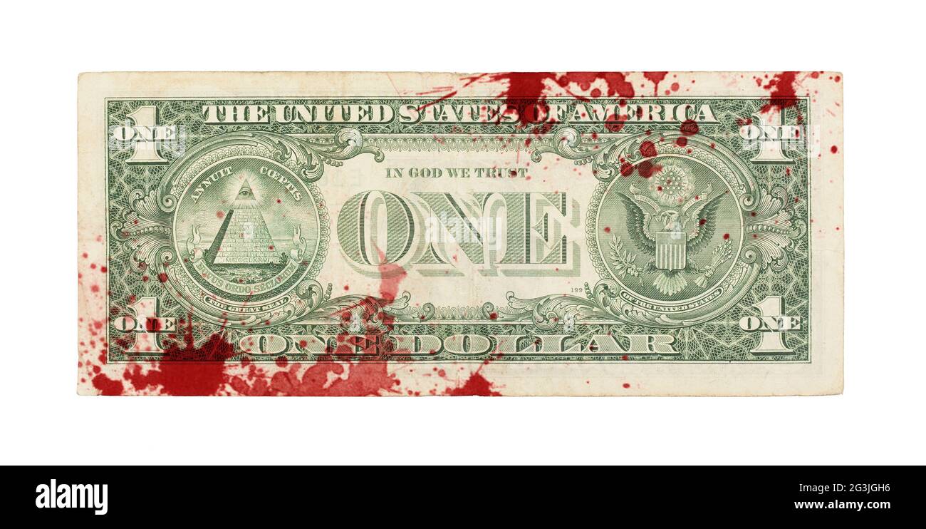 US one Dollar bill, close up, blood Stock Photo - Alamy