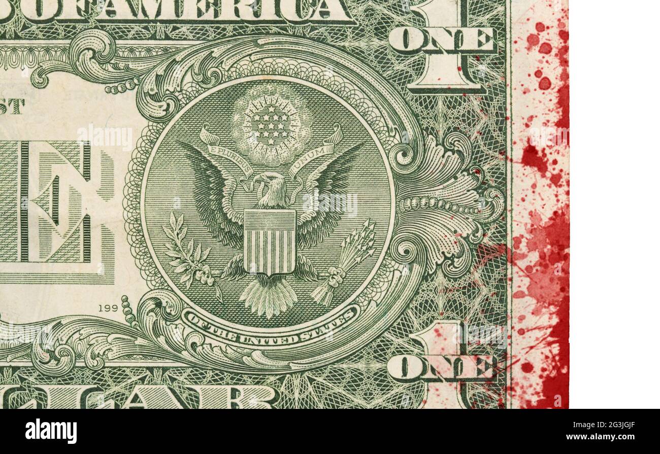 US one Dollar bill, close up, blood Stock Photo - Alamy