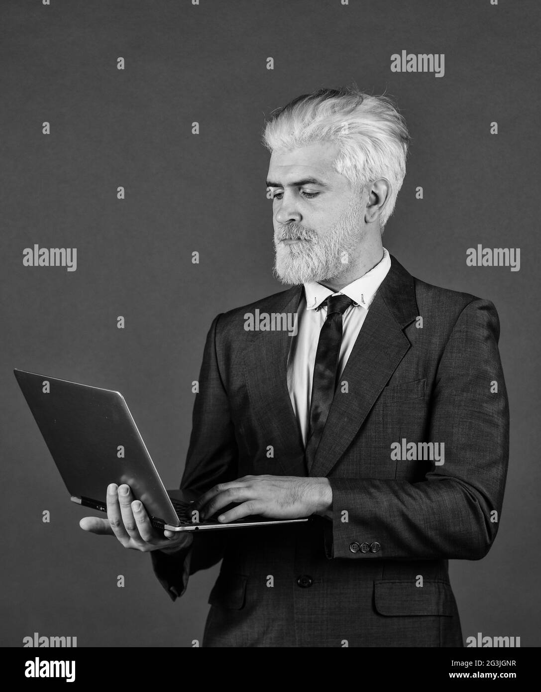 skilled manager working. working with computer. living in digital world ...