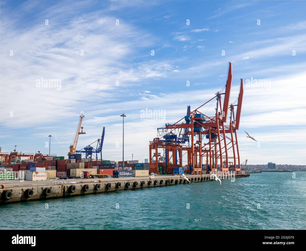 commercial ship loading container in shipping port for import ,export ...