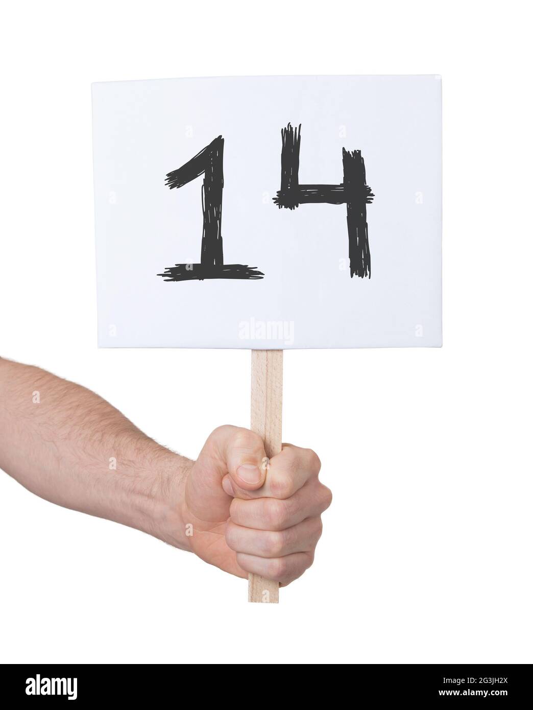 Sign with a number, 14 Stock Photo - Alamy