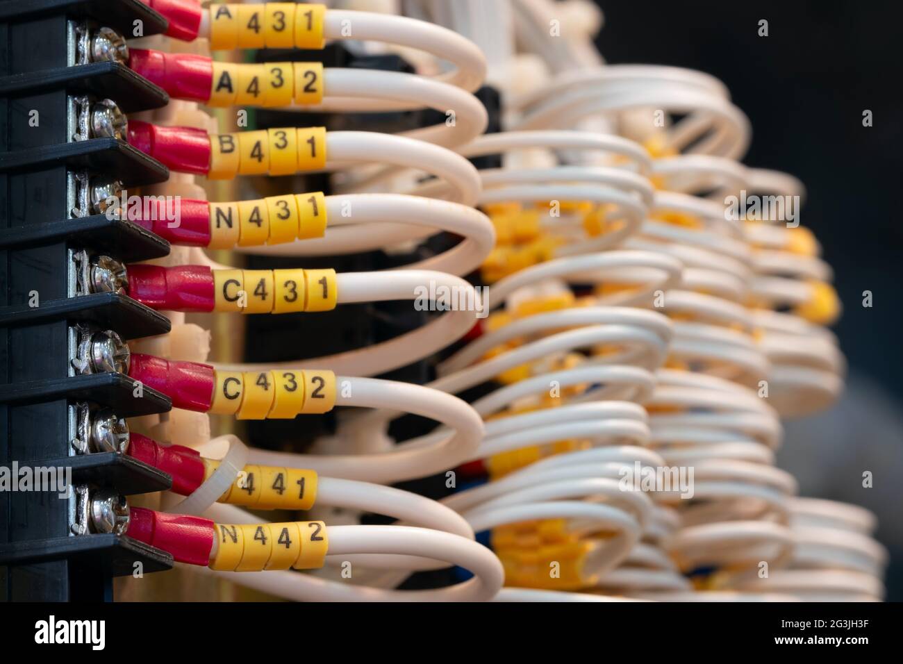 network cables connected to a switch, network internet communication ...