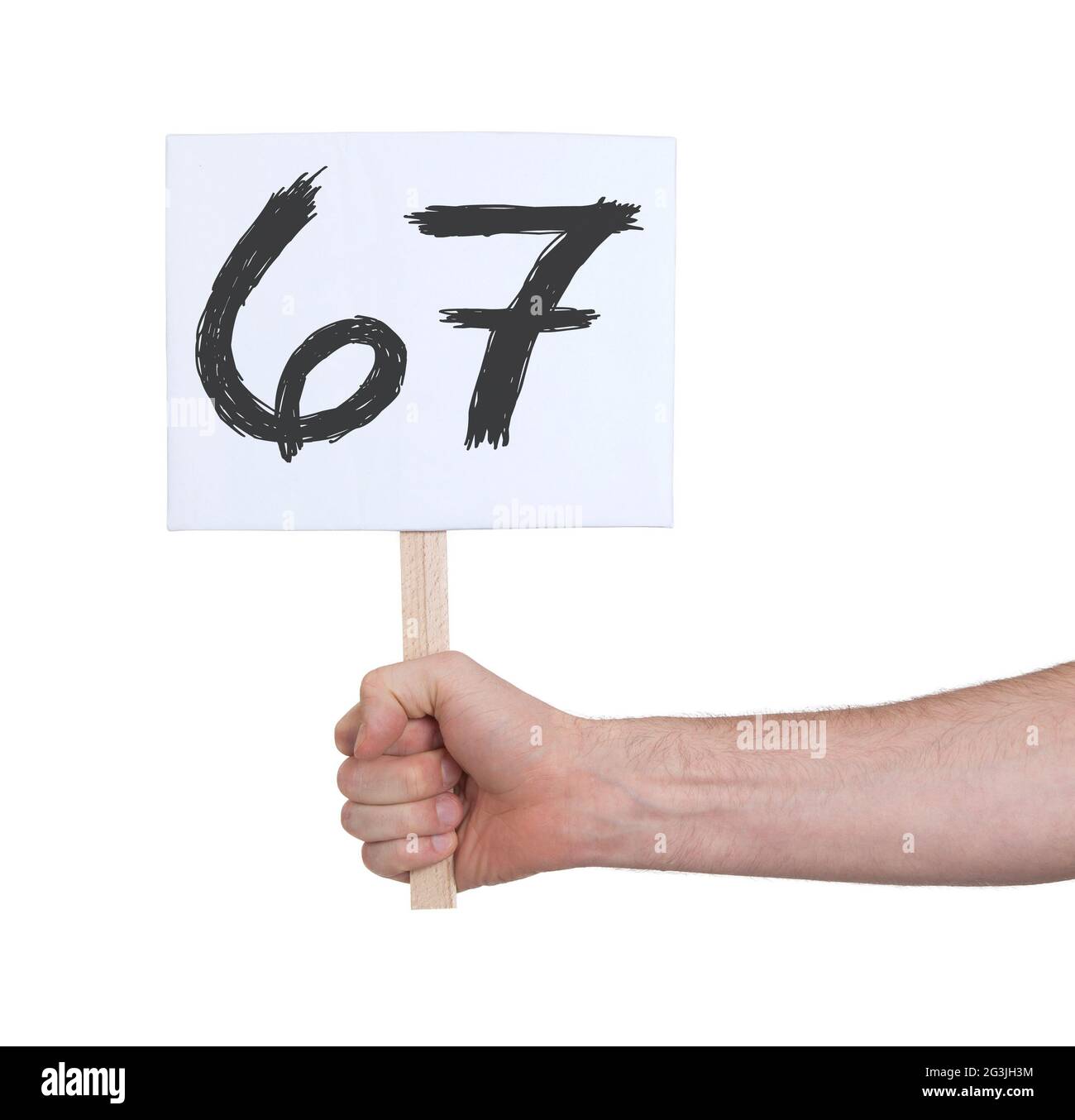 Sign with a number, 67 Stock Photo - Alamy