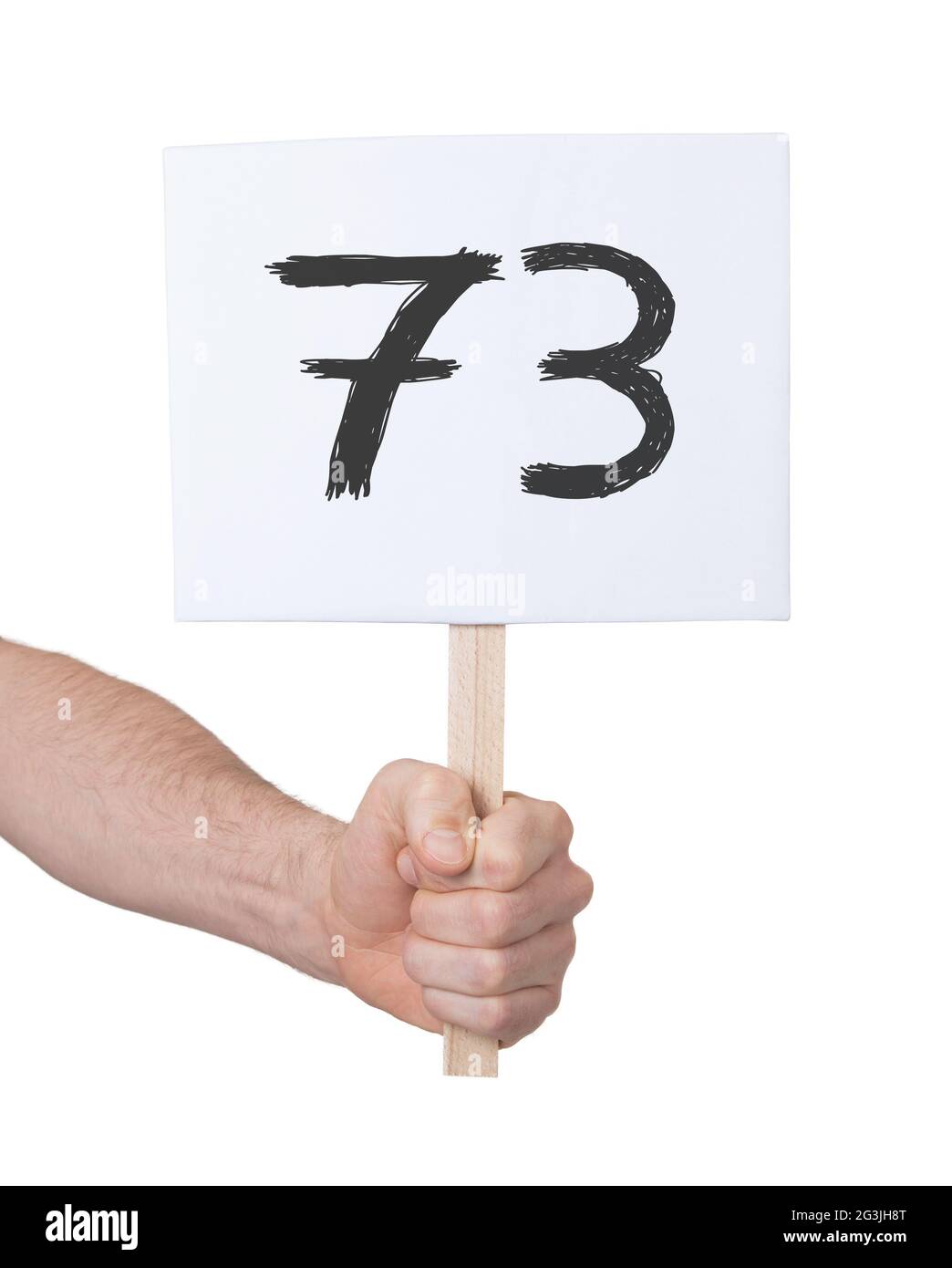 Sign with a number, 73 Stock Photo - Alamy