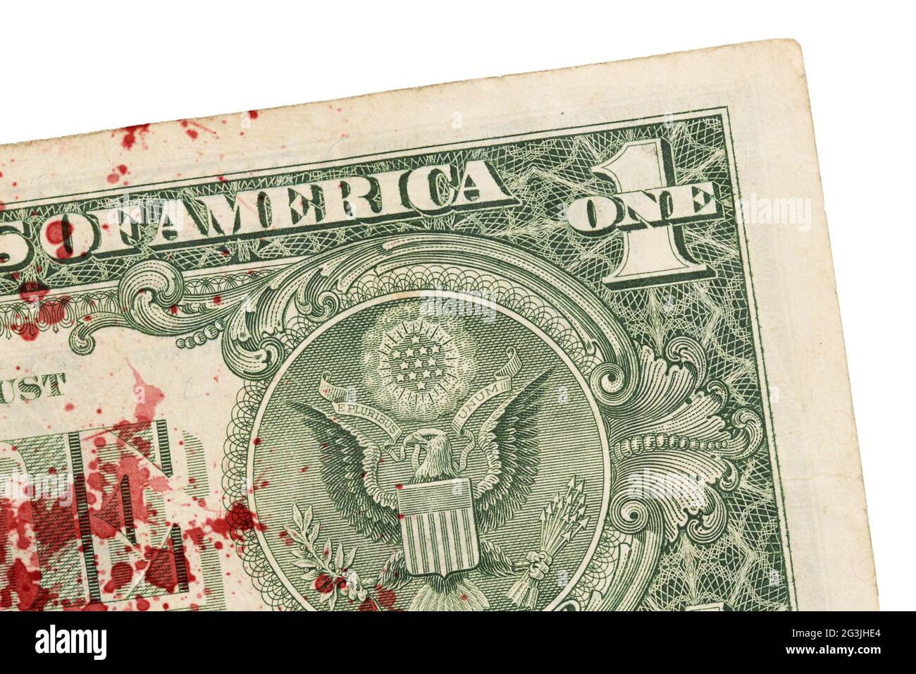 US one Dollar bill, close up, blood Stock Photo - Alamy