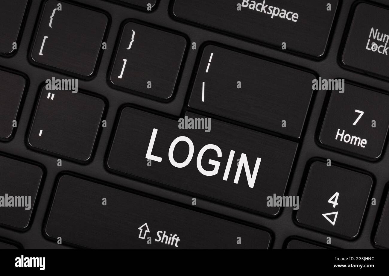 Black login button Stock Photo - Alamy