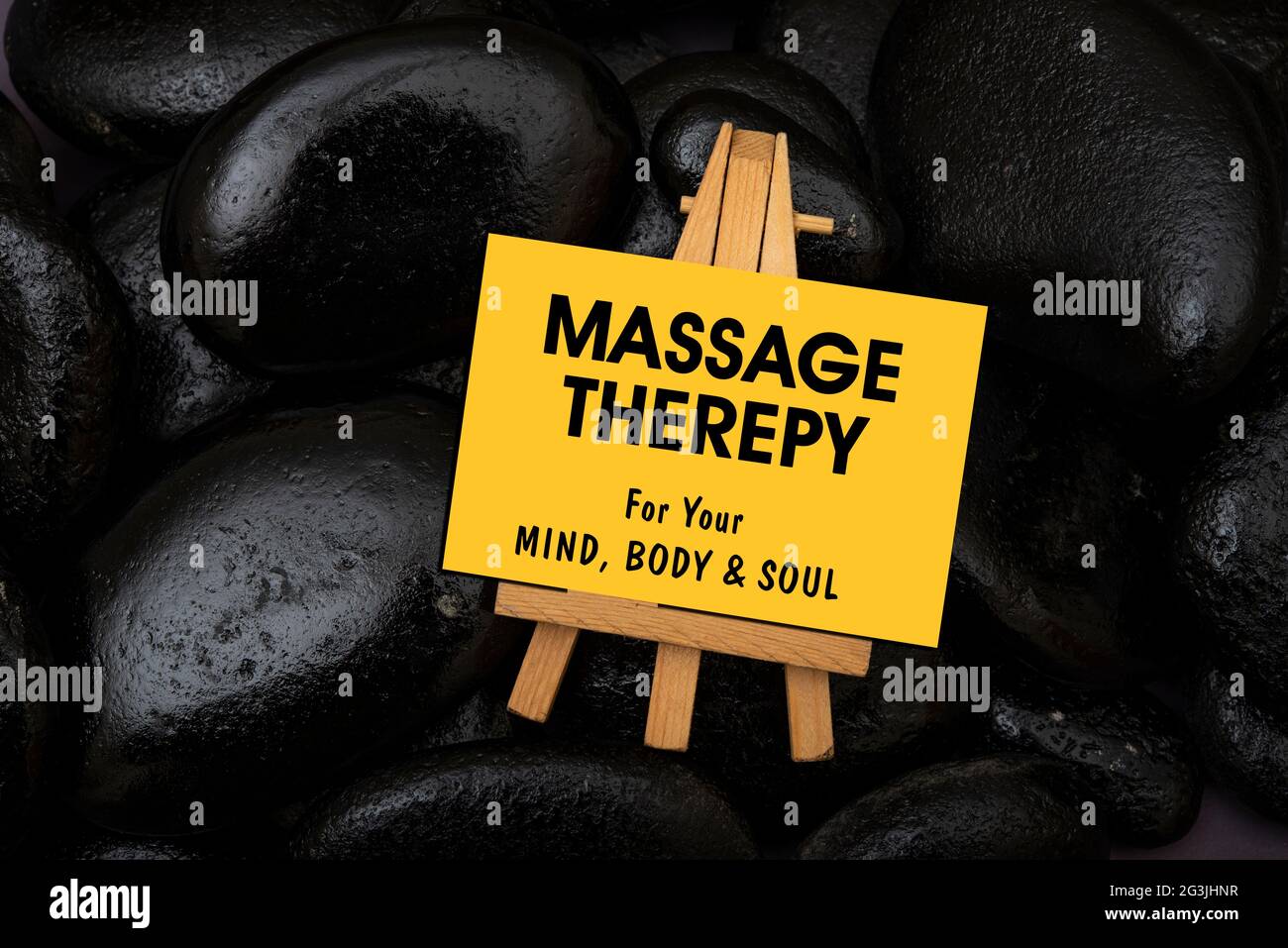 Massage Therepy for your body, mind and soul sign with stones Stock ...