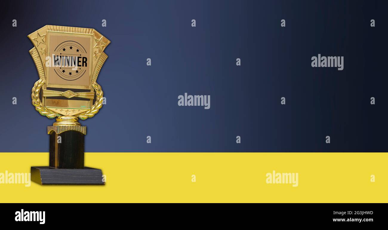 Winner award for 1st position holder with banner space Stock Photo - Alamy