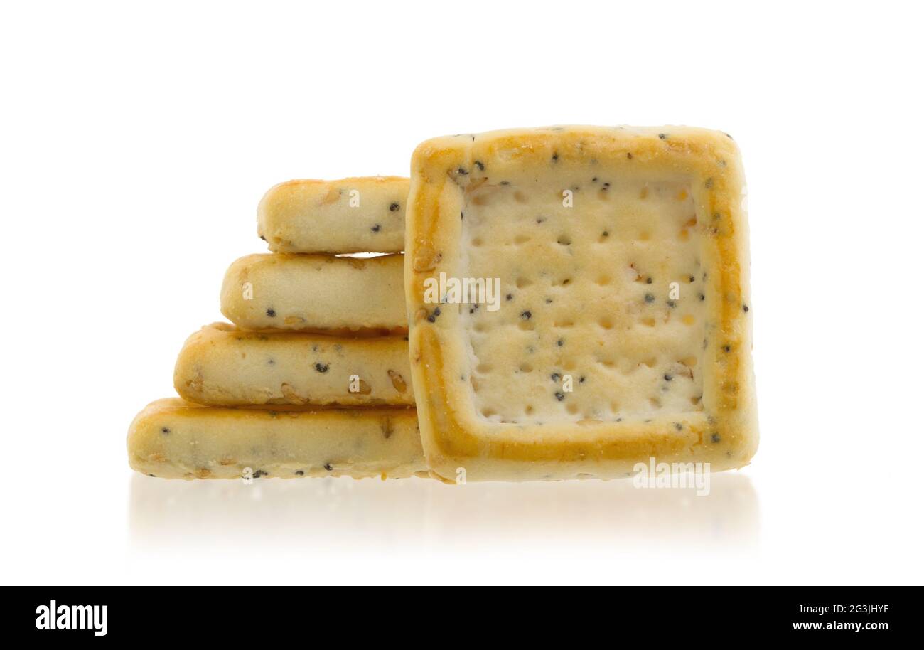 Stack of square crackers isolated Stock Photo - Alamy