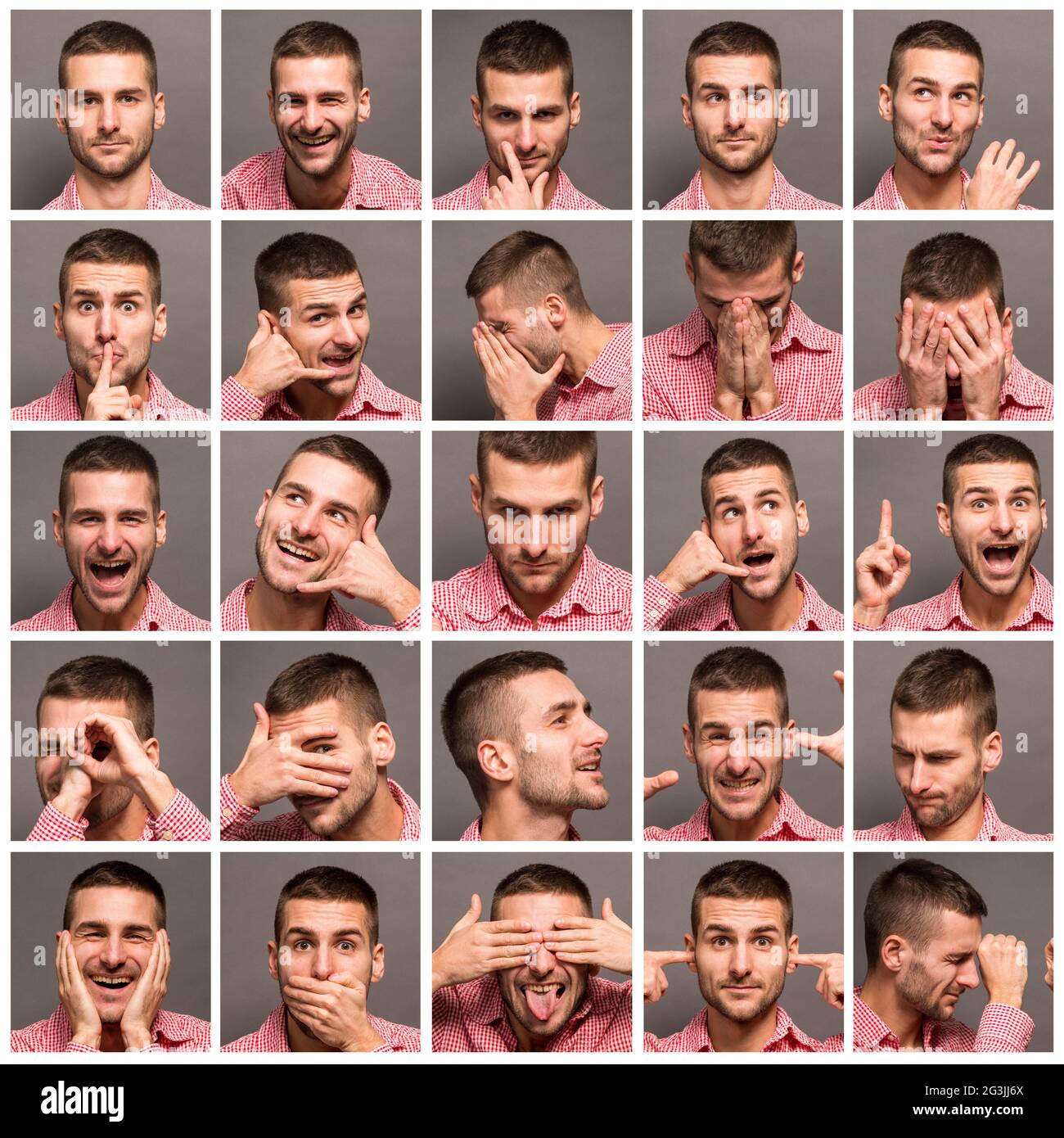 Collage of emotional man Stock Photo - Alamy