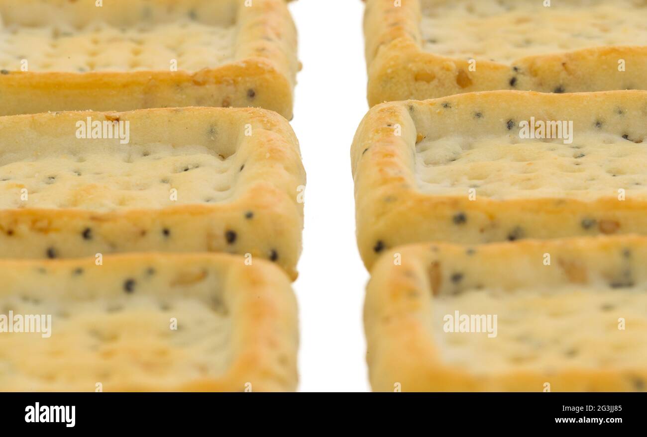 Simple square crackers isolated Stock Photo - Alamy