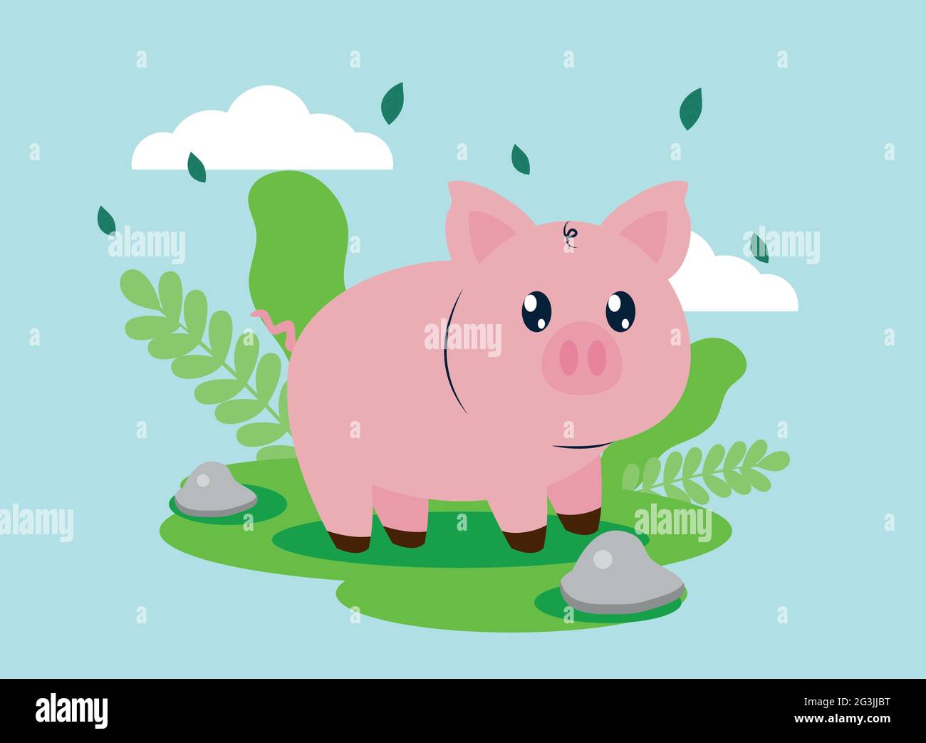 cute pig animal character scene Stock Vector Image & Art - Alamy