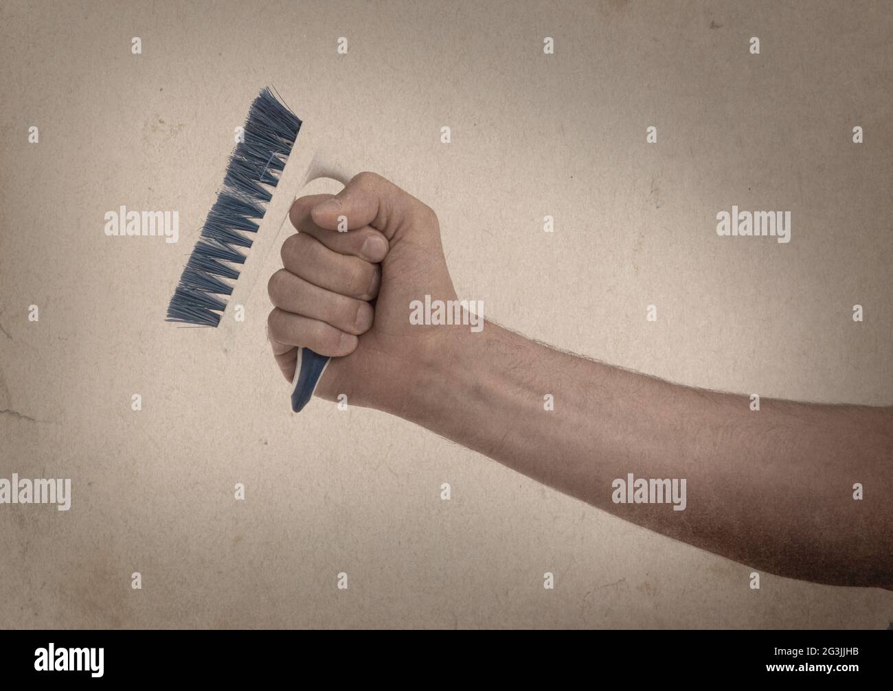 Cleaning brush in hand - Vintage Stock Photo - Alamy