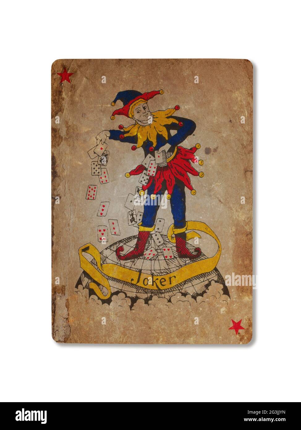 Very old playing card, Joker Stock Photo - Alamy