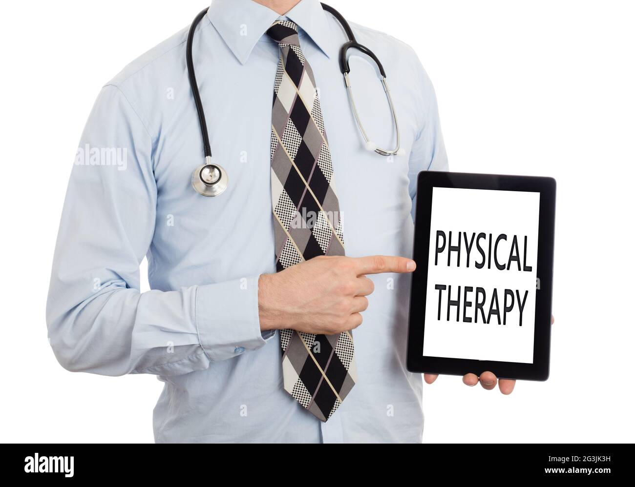 Doctor holding tablet - Physical therapy Stock Photo - Alamy