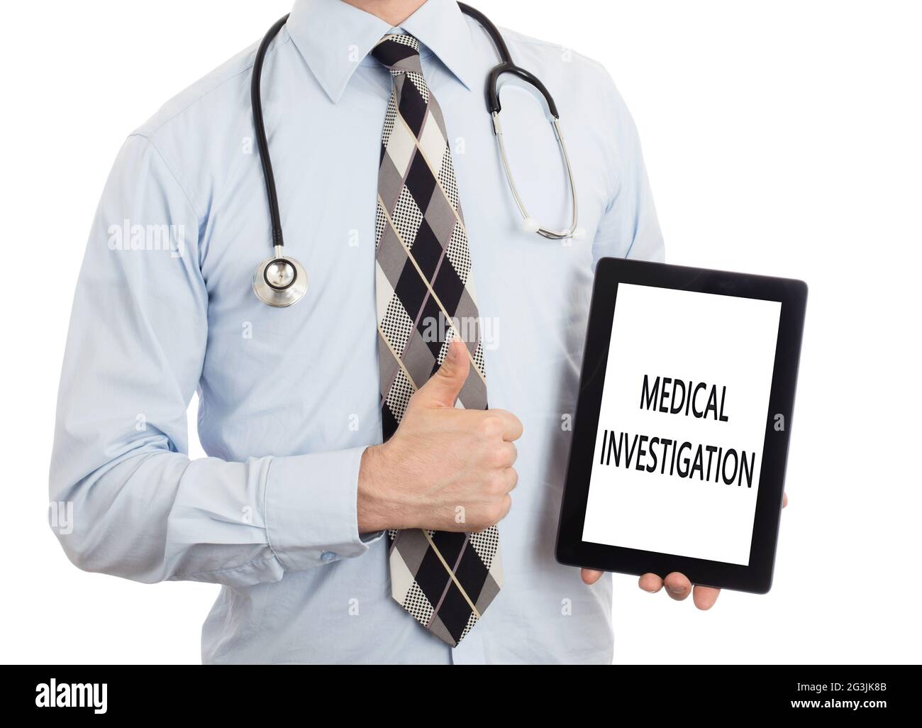 Doctor holding tablet - Medical investigation Stock Photo - Alamy