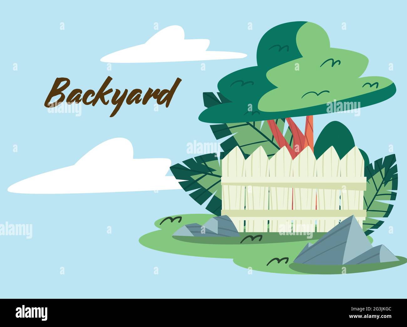 backyard lettering and fence scene Stock Vector Image & Art - Alamy