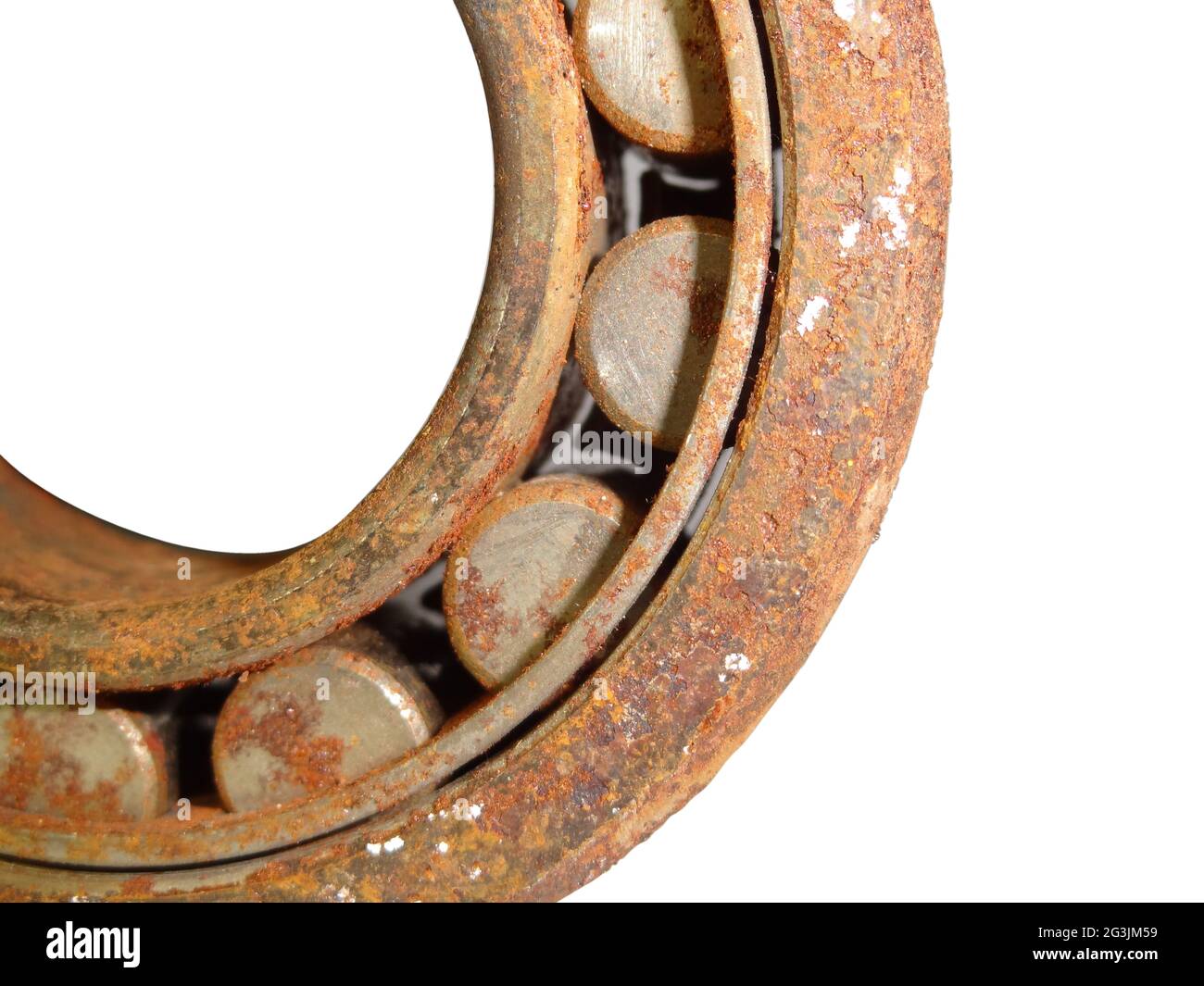 Stuck rusty ball bearing isolated in the white background Stock Photo ...