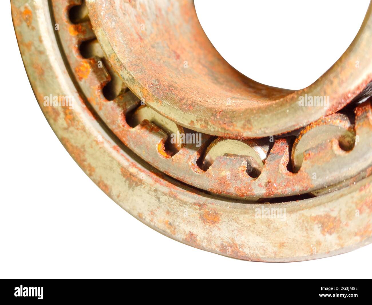 Rusty surface of a stuck ball bearing in the white background Stock ...