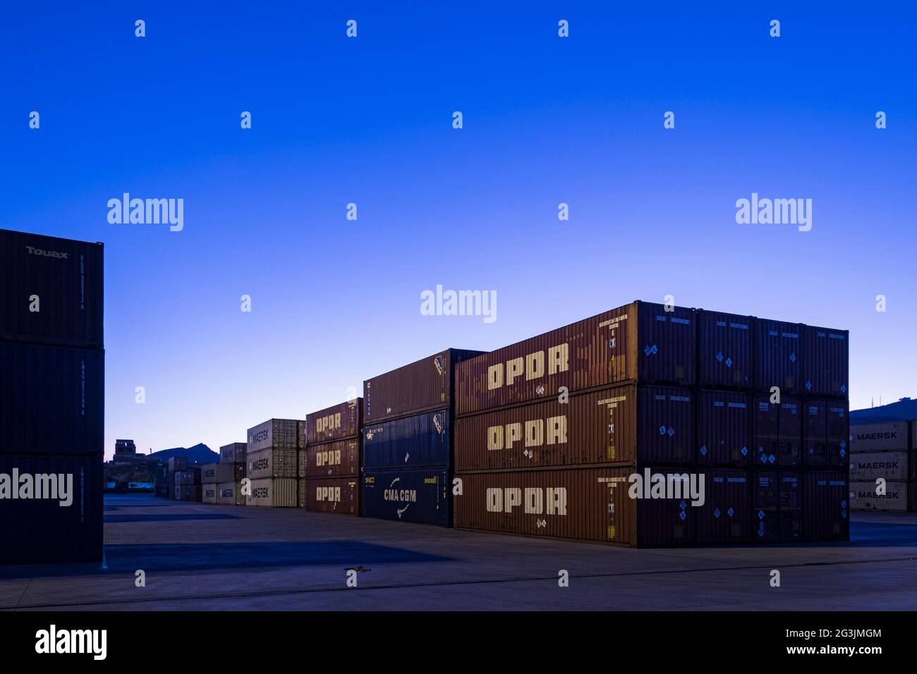 Container terminal of the Port of Cartagena at the Santa Lucia dock ...