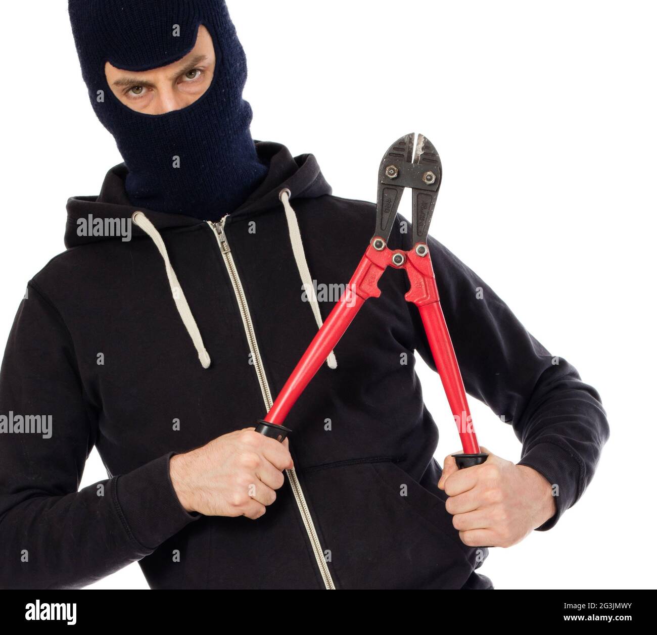 Robber with red bolt cutters Stock Photo - Alamy